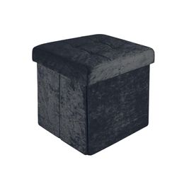 Intirilife Faltbarer Sitzhocker 38x38x38 cm in Samt Schwarz | Gr.: onesize