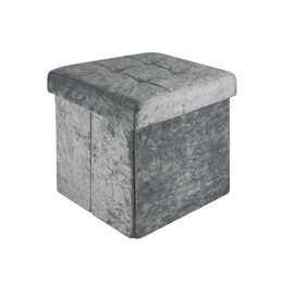 Intirilife Faltbarer Sitzhocker 38x38x38 cm in Samt Grau | Gr.: onesize