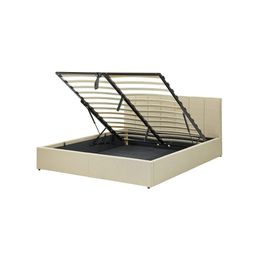 Beliani Doppelbett DREUX in Beige/Schwarz - (W) 171 x (H) 90 x (L) 214 cm | Gr.: onesize