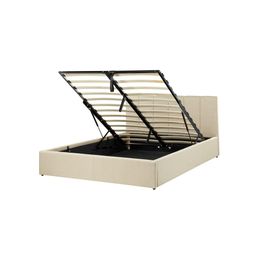 Beliani Doppelbett DREUX in Beige/Schwarz - (W) 151 x (H) 90 x (L) 214 cm | Gr.: onesize