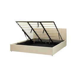 Beliani Doppelbett DREUX in Beige/Schwarz - (W) 191 x (H) 90 x (L) 214 cm | Gr.: onesize