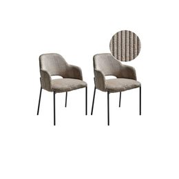 Beliani 2er-Set Esszimmerstuhl RATON in Beige/Schwarz | Gr.: onesize