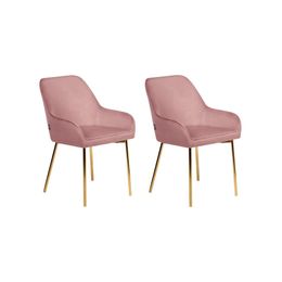 Beliani 2er-Set Esszimmerstuhl LOVERNA in Rosa/Gold | Gr.: onesize