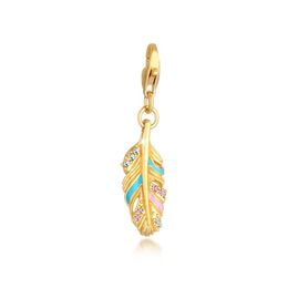 NENALINA Charm 925 Sterling Silber Feder in Gold | Gr.: onesize