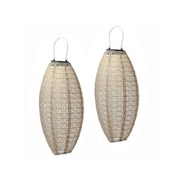 MARELIDA 2x LED Solar Lampion oval mit Blumenmuster H: 40cm in beige | Gr.: onesize
