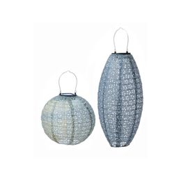 MARELIDA 2x LED Solar Lampion mit Blumenmuster H: 25cm/40cm in blau | Gr.: onesize