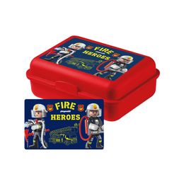 Playmobil Brotdose mit Trennwand - City Action Feuerwehr in rot | Gr.: onesize