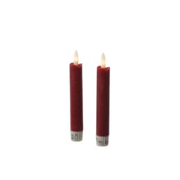 MARELIDA 2x LED Stabkerzen LINA Tafelkerzen Echtwachs H: 15cm in rot | Gr.: onesize