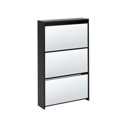 Beliani Schuhschrank MIDFIELD in Schwarz/Silber - (W) 63 x (H) 103 x (L) 17 cm | Gr.: onesize