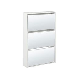 Beliani Schuhschrank MIDFIELD in Weiß/Silber - (W) 63 x (H) 103 x (L) 17 cm | Gr.: onesize