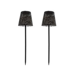 MARELIDA 2x LED Solar Gartenleuchten Blumenmuster Gartenstecker H: 58cm in schwarz | Gr.: onesize