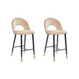 Beliani 2-tlg Barhocker FALTON in Beige/Schwarz/Gold | Gr.: onesize