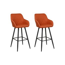Beliani 2-tlg Barhocker DARIEN in Orange/Schwarz | Gr.: onesize