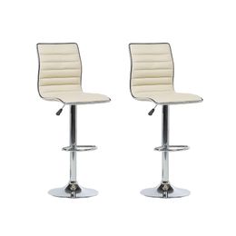 Beliani 2-tlg Drehhocker LUCERNE in Beige/Silber | Gr.: onesize