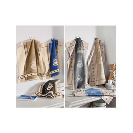 Kracht Frottier, Baumwolle, Jacquard, Halbleinen, Leinen / Halbleinen Geschirr- und Frottiertuch 6er-Set Espresso in Espresso | Gr.: onesize