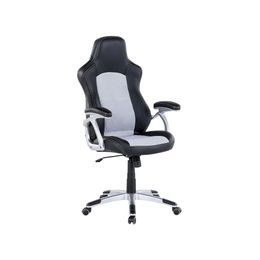 Beliani Chefsessel EXPLORER in Grau/Schwarz/Silber - (W) 68 x (H) 120 x (L) 68 cm | Gr.: onesize