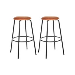 Beliani 2-tlg Barhocker MORTON in Orange/Schwarz | Gr.: onesize