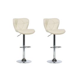 Beliani 2-tlg Drehhocker VALETTA in Beige/Silber | Gr.: onesize