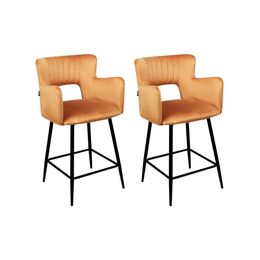 Beliani 2-tlg Barhocker SANILAC in Orange/Schwarz | Gr.: onesize