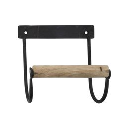 IB Laursen Toilettenpapierhalter aus Metall mit Holzrolle in schwarz | Gr.: onesize