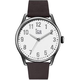 Ice Watch Quarzuhr ICE time Dark brown White dunkelbraun Lederarmband 41 mm in braun | Gr.: onesize