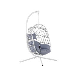 Beliani Hängesessel ADRIA in Weiß/Grau - (W) 108 x (H) 190 x (L) 100 cm | Gr.: onesize
