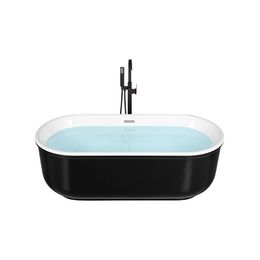 Beliani Freistehende Badewannen PINEL in Schwarz/Weiß/Silber | Gr.: onesize