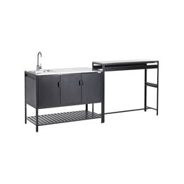 Beliani 1er-Set Gartenküche MAENZA in Schwarz | Gr.: onesize