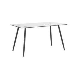 Beliani Esszimmertisch MIDLAND in Transparent/Schwarz - (W) 80 x (H) 74 x (L) 140 cm | Gr.: onesize