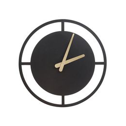 Beliani Wanduhr TRIENT in Schwarz/Gold - (W) 40 x (H) 40 x (L) 2 cm | Gr.: onesize