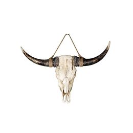 Gilde Wandobjekt "Büffel" mit Seil in Weiß/ Braun - H. 24 cm - B. 38 cm | Gr.: onesize