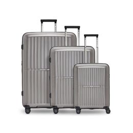 Pactastic Collection 01 4-Rollen Kofferset 3tlg. mit Dehnfalte in grey-coffee metallic | Gr.: onesize