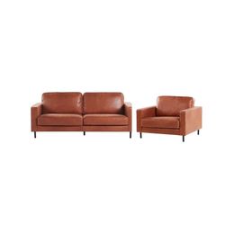 Beliani 2-tlg Sitzgruppe SAVALEN in Braun/Schwarz | Gr.: onesize