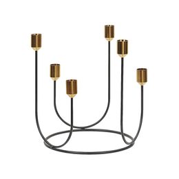 Beliani Kerzenständer PANAY in Schwarz/Gold - (W) 26 x (H) 25 x (L) 26 cm | Gr.: onesize