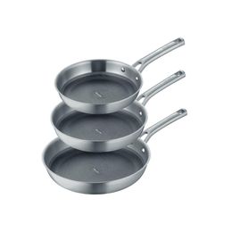 Berndes 3-teiliges Set Bratpfanne 20+24+28 cm, Edelstahl - Tricion Resist in poliert | Gr.: onesize