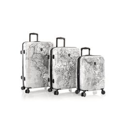 Heys Black Camo 4 Rollen Kofferset 3-teilig mit Dehnfalte in black-white world map | Gr.: onesize
