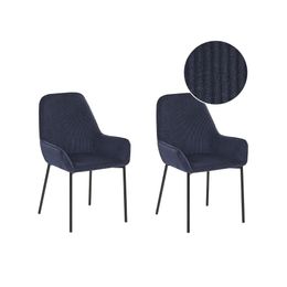 Beliani 2er-Set Esszimmerstuhl LOVERNA in Blau/Schwarz | Gr.: onesize