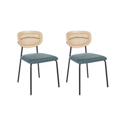 Beliani 2er-Set Esszimmerstuhl MAYETTA in /Blau/Schwarz | Gr.: onesize