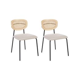 Beliani 2er-Set Esszimmerstuhl MAYETTA in /Beige/Schwarz | Gr.: onesize