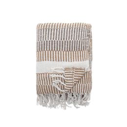 Bloomingville Decke ISNEL Natur Braun Gestreift 160x130 cm | Gr.: onesize