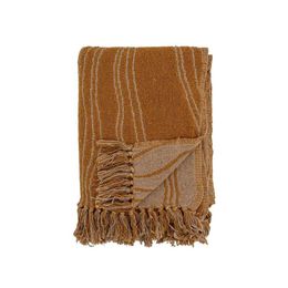 Bloomingville Decke GINNA Braun mit hellen Linien 160x130 cm | Gr.: onesize