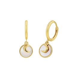 NOELANI Creolen Silber 925, gelbvergoldet, Perlmutt in Gold | Gr.: onesize