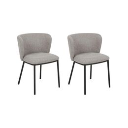 Beliani 2er-Set Esszimmerstuhl MINA in Grau/Schwarz | Gr.: onesize