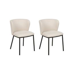 Beliani 2er-Set Esszimmerstuhl MINA in Beige/Schwarz | Gr.: onesize