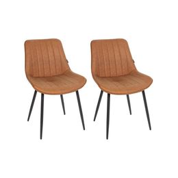 Beliani 2er-Set Esszimmerstuhl DUBROVNIK in Braun/Schwarz | Gr.: onesize