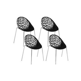 Beliani 4er-Set Esszimmerstuhl MUMFORD in Schwarz/Silber | Gr.: onesize