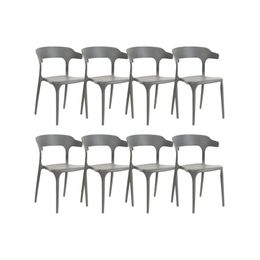 Beliani 8er-Set Esszimmerstuhl GUBBIO in Grau | Gr.: onesize
