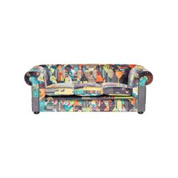Beliani 3-Sitzer Sofa CHESTERFIELD in Bunt/Braun/Blau - (W) 200 x (H) 71 x (L) 96 cm | Gr.: onesize
