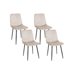 Beliani 4er-Set Esszimmerstuhl HAVRE in Beige/Schwarz | Gr.: onesize