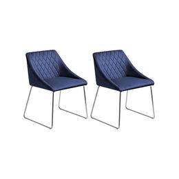 Beliani 2er-Set Esszimmerstuhl ARCATA in Blau/Silber | Gr.: onesize